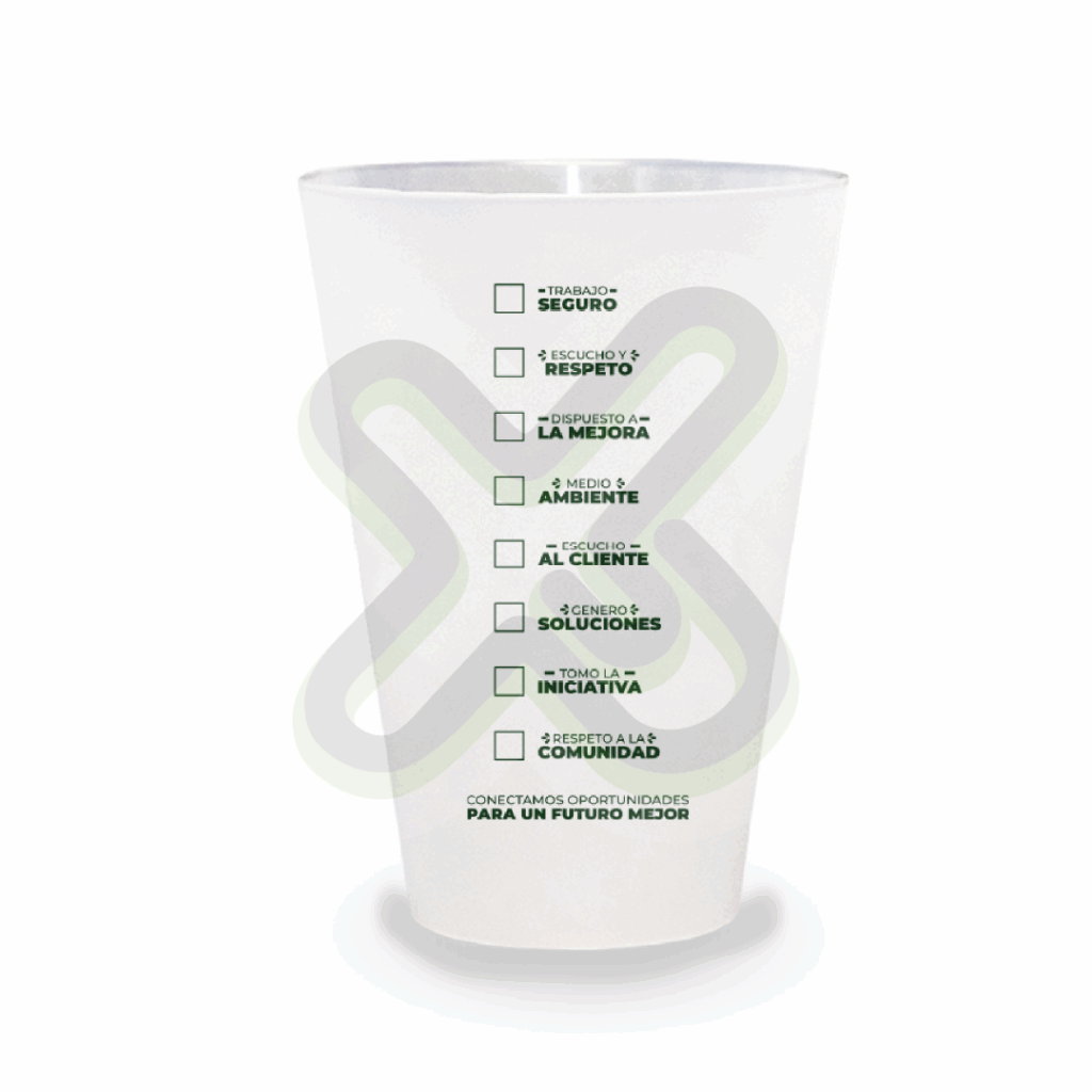 VASO PAVONADO TRIANGULAR 20 onz CON LOGO PUBLICITARIO - Ecovasos Perú